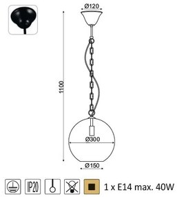 ACA DECOR Závěsné svítidlo NESTOR max. 40W/E14/230V/IP20