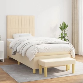 Box spring postel s matrací krémová 90x190 cm textil 3137282