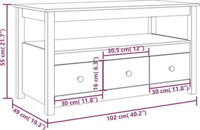 vidaXL Konferenční stolek 102 x 49 x 55 cm masivní borové dřevo [820932] Barva: Přírodní