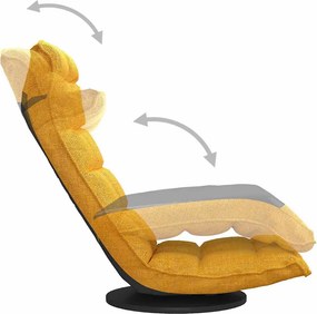 Otočná lenoška na podlahu hořčicově žlutá textil 336581