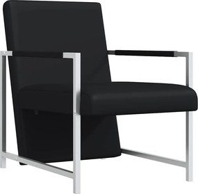 Křeslo s chromovanými nohami černé umělá kůže 241006