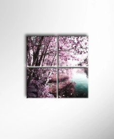 Malvis ® Obraz Jarní řeka ROZMĚR (šířka x výška): čtyřdílný čtverec 80x80 cm