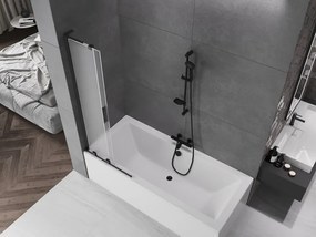 Mexen Velar L, 2-křídlová posuvná vanová zástěna 75 x 150 cm, 8mm sklo námraza, černá matná, 896-075-003-31-70