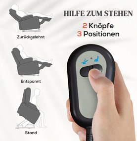 HOMCOM TV křeslo se stojánkem Elektrické polohovací křeslo s funkcí sklápění ve vzhledu lnu TV křeslo s boční kapsou a dálkovým ovládáním