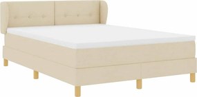 Postel s boxspringem s čelo Krémová 140 x 190 cm textil 3340211