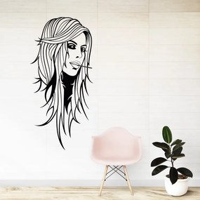 Dámský obličej silueta 9 - vinylová samolepka na zeď 125x59cm