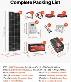 Kompletní solární sada 400 W 12 V VEVOR
