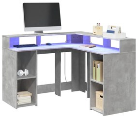 Psací stůl s LED betonově šedý 130x130x91 cm kompozitní dřevo 3309450