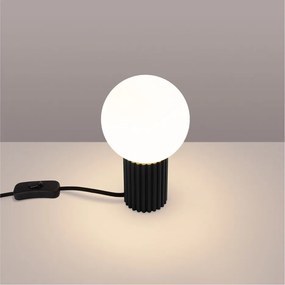 Černá stolní lampa se skleněným stínidlem (výška 19 cm) Orbital – Sollux