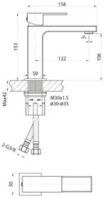 Sapho - Umyvadlová baterie CUBEMIX 15 cm matná zlatá