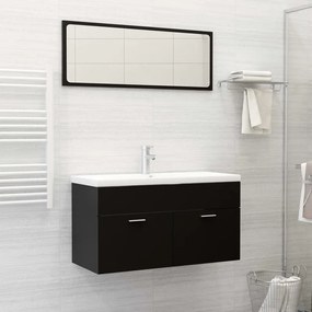 vidaXL Set koupelnového nábytku dřevotříska [3071335] Barva: Černá