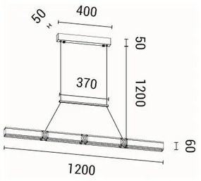 LED Lustr na lanku LUIS LED/21W/230V 3000K 45x120 cm