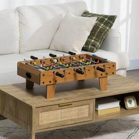 HOMCOM Stolní fotbálek pro děti od 6 let, dřevěná fotbalová hra se 2 míči, 6 úchyty, 2 ukazateli skóre a 18 hráči, 69x36,5x22 cm, přirozené