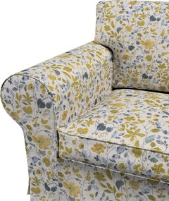 Potah na křeslo IKEA Ektorp barva žlutá látka pletený vzor, vzorované