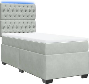 Box spring postel s matrací světle šedá 90x200 cm samet 3293116