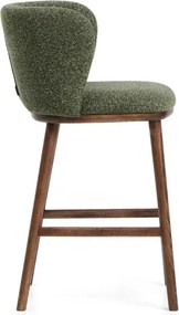 Tmavě zelená čalouněná barová židle (výška sedáku 65 cm) Ciselia – Kave Home