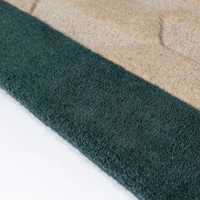 Ručně tkaný vlněný koberec v přírodní barvě/zelenomodrý 200x290 cm Apex Border Wool – Flair Rugs