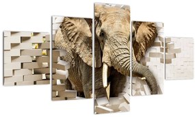 Obraz - Slon prorážející zeď (125x70 cm)