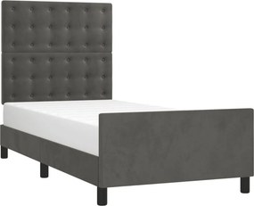 Rám postele bez matrace tmavě šedá 80 x 200 cm samet 3125966