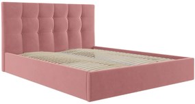 OnaDnes -20% Růžová sametová dvoulůžková postel MICADONI Phaedra 140 x 200 cm