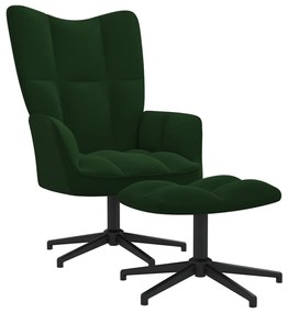 Relaxační křeslo se stoličkou tmavě zelené samet,  328108