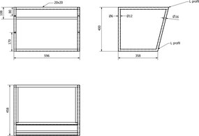 Sapho SKA 60 x 46 cm SKA101 konstrukce pod umyvadlo černá mat s bílou policí