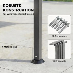 Pavilon 3,2x3,2 m Stáj Zimní zahradní pavilon s výsuvným přesahem střechy, dvojitá střecha Tmavě šedá barva