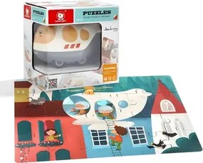 TOP BRIGHT Dřevěné puzzle s hračkou Vrtulník / 24 dílků / Dřevo