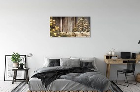 Obraz na skle Desky vánoční stromky 140x70 cm