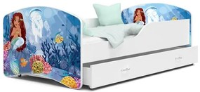 Dětská postel IGOR  80x160  cm v bílé barvě se šuplíkem MOŘSKÁ PANNA
