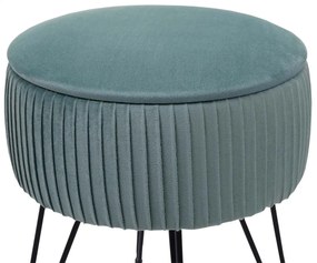 Taburetka s úložným prostorem K47 - samet, v45 x Ø33 cm - Zelená / černá