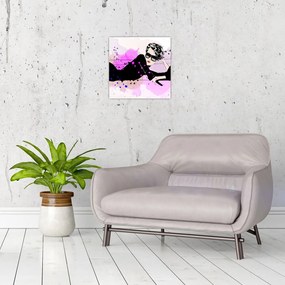 Obraz - Žena s černou kočkou (30x30 cm)