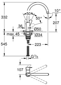 GROHE 31367001 - Dřezová baterie BAUEDGE 332 mm lesklý chrom