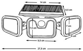 3 panelové solární svítidlo s otočným pólem