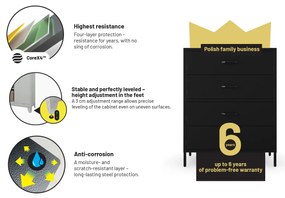 Černá komoda se zásuvkami z kovu na nožičkách CARLA Modern 800 x 1015 x 400 mm