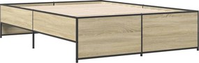 Rám postele dub sonoma 135 x 190 cm kompozitní dřevo a kov 3279903