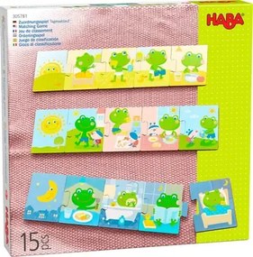 HABA Dřevěné puzzle Žabákův den / 3x5 dílků / od 2 let