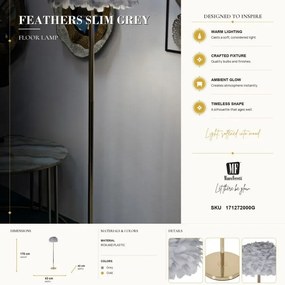 Stojací lampa Feathers 170 cm šedá/zlatá