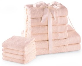 Sada bavlněných ručníků AmeliaHome AMARI 2+4+4 ks světle růžová