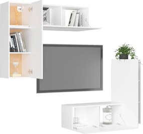4dílný set TV skříněk bílý kompozitní dřevo 3078689
