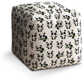 Sablio Taburet Cube Pandy s větvičkou: 40x40x40 cm
