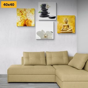 Set obrazů Feng Shui v bílo-žlutém provedení - 4x 60x60 cm