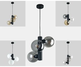 Lustr na lanku TUBE 3xE27/60W/230V černá/kouřová černá