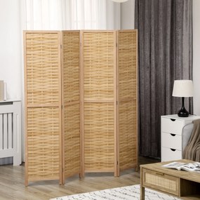 HOMCOM 4dílný paraván, rozdělovač místností, dělící stěna 160 x 170 cm, skládací paraván, rozdělovač místností z bambusu, paraván do obývacího pokoje…