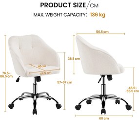 Kancelářská židle Yaheetech – slonová kost (266133806911)