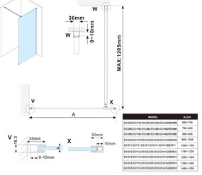 Polysan Esca Gold Matt jednodílná sprchová zástěna 130 x 210 cm k instalaci ke stěně zlatá kouřové matné sklo ES1413-04