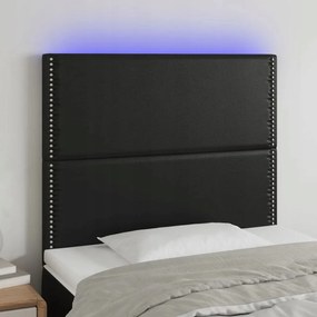 Čelo Postele S Led Šedé Umělá Kůže Černá 100 x 5 x 118/128 cm