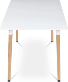Jídelní stůl, dřevěné nohy, MDF / kovová kostrukce – bílý matný lak (120 x 80) cm