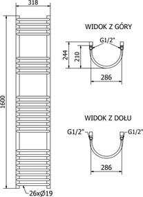 Mexen Eros, topné těleso 1600 x 318 mm, 549 W, bílá, W112-1600-318-00-20