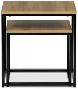Odkládací stolky 2ks MDF divoký dub kov černý lak AF-076 OAK